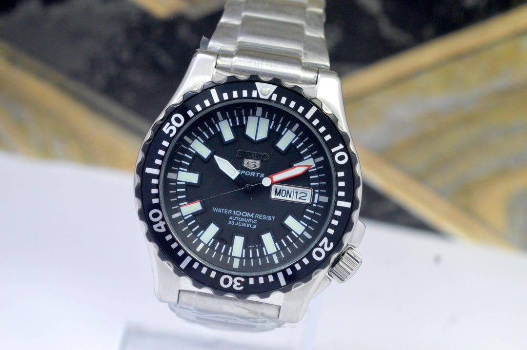 Seiko 5 Sports Men’s Watch 4R15 Movement 23jewels Japan Made Black Dial ...