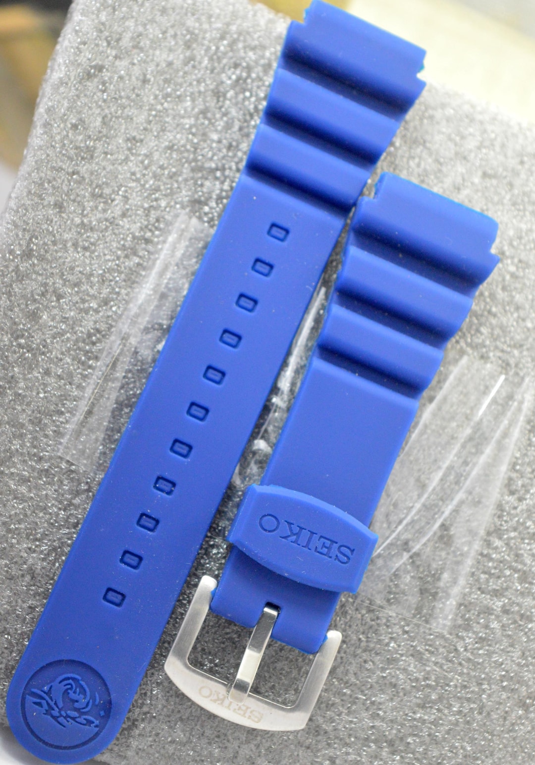 Genuine Seiko Prospex Blue Rubber Strap 22mm Seiko Diver Silicone Band ...