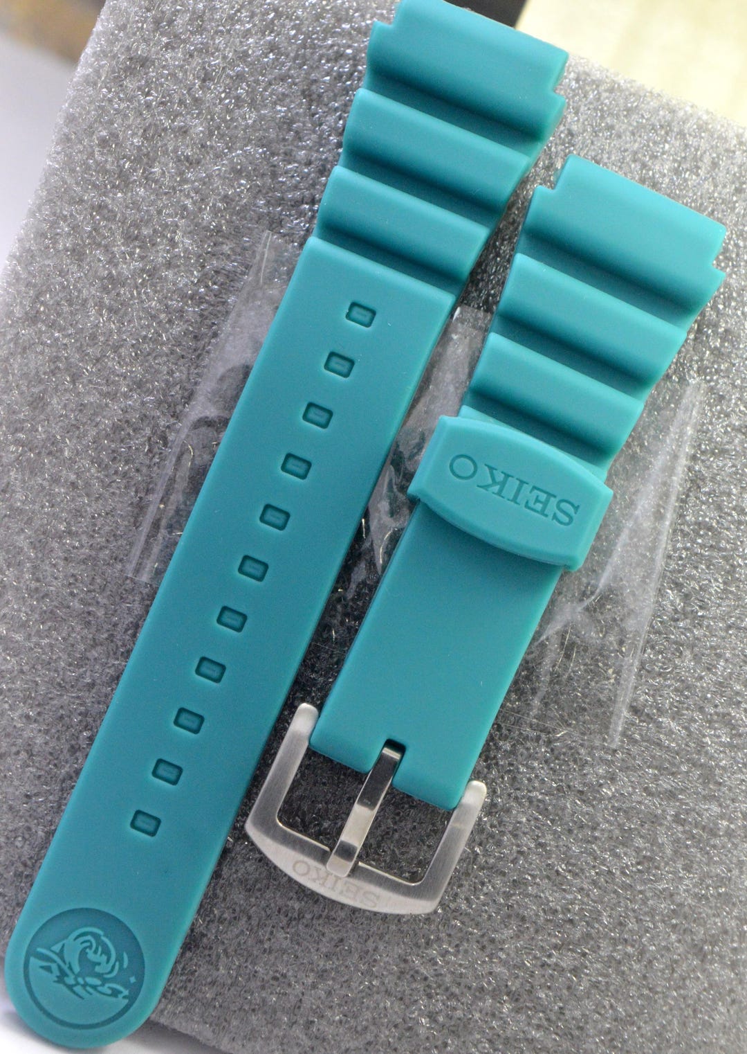 Genuine Seiko Prospex Teal Rubber Strap 22mm Seiko Diver Silicone Band ...