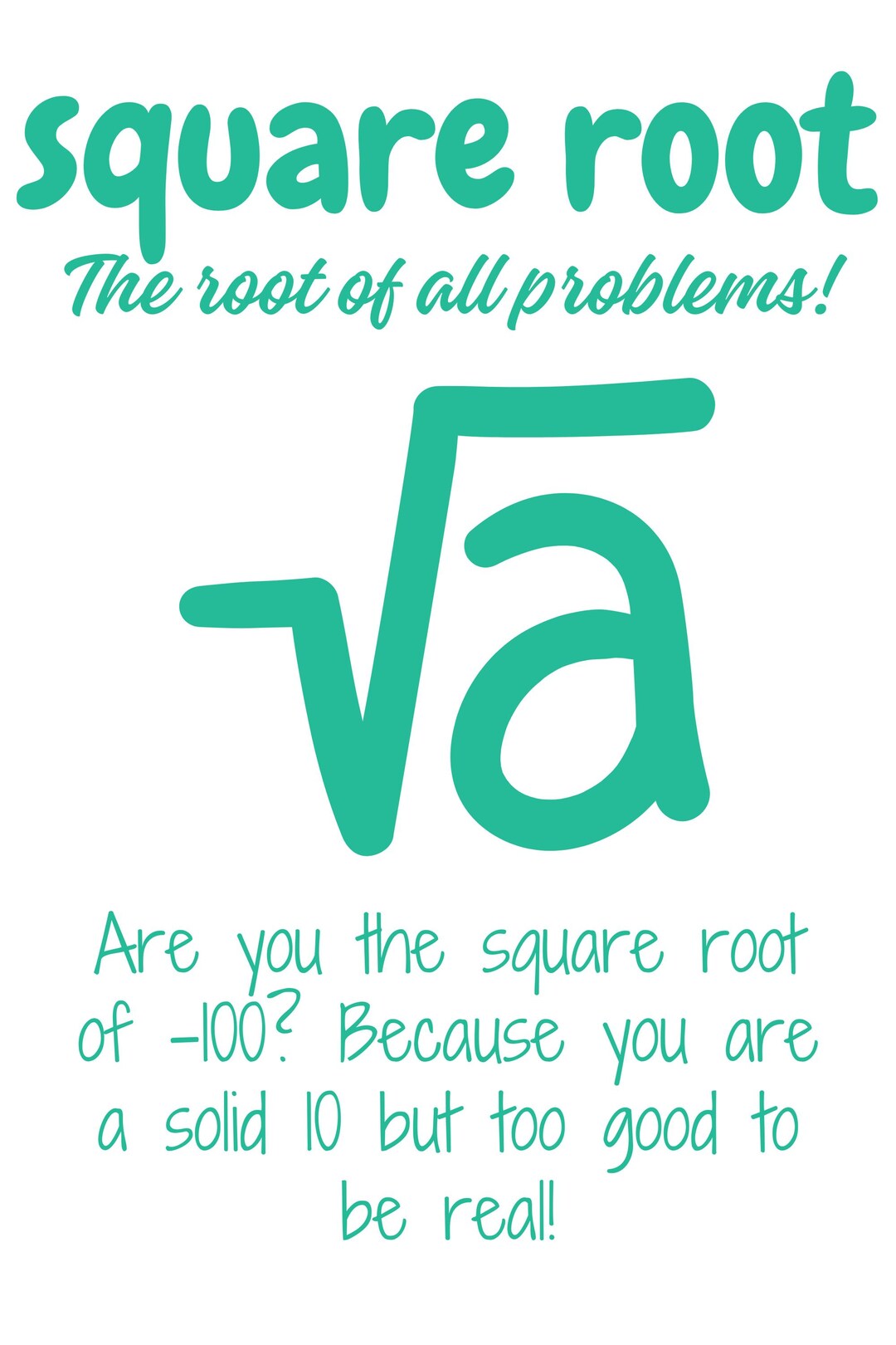 Square Root Math Poster | Funny Classroom Printable | Math Pun Wall Art ...