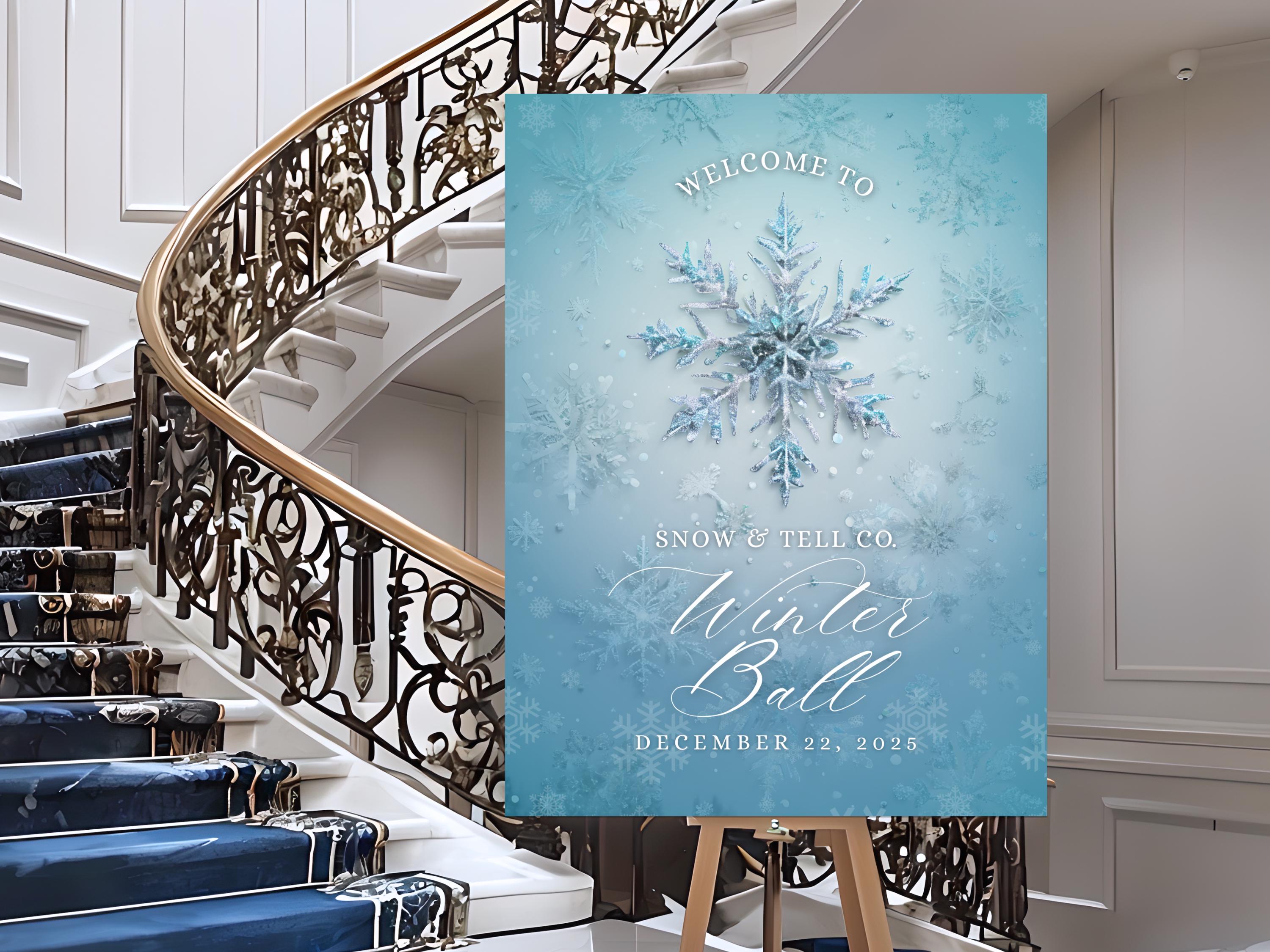 Printable Winter Party Welcome Sign, Editable Holiday Event Door Poster ...