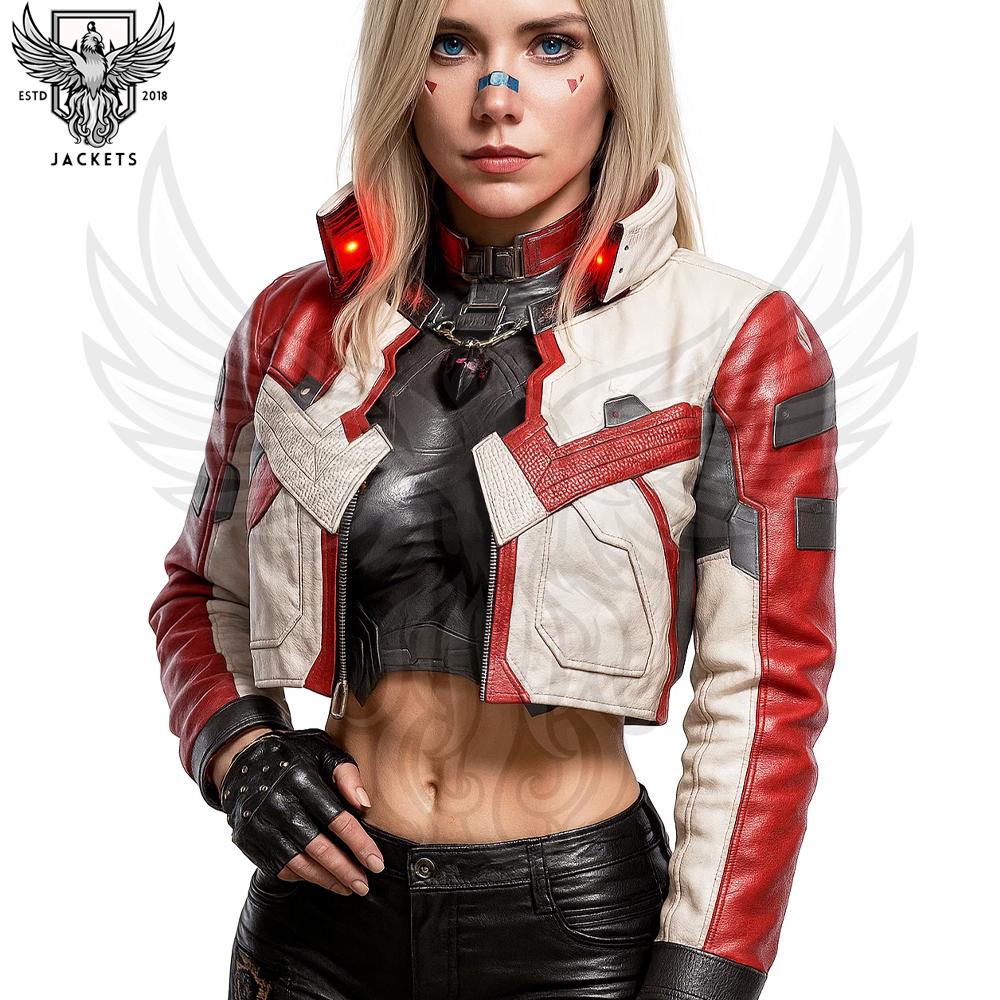 Techwear Leather Jacket, Sci Fi Crop Cosplay Jacket, Handcrafted ...