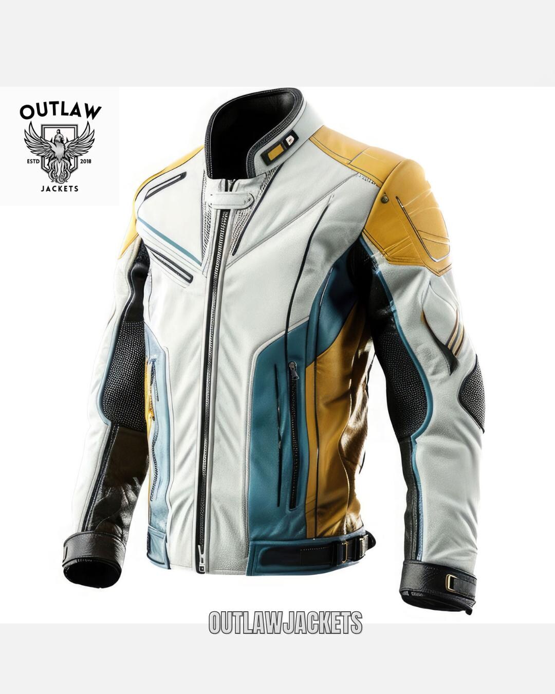 Men's Color Block Leather Biker Jacket: Handmade Cowhide Motorcycle ...