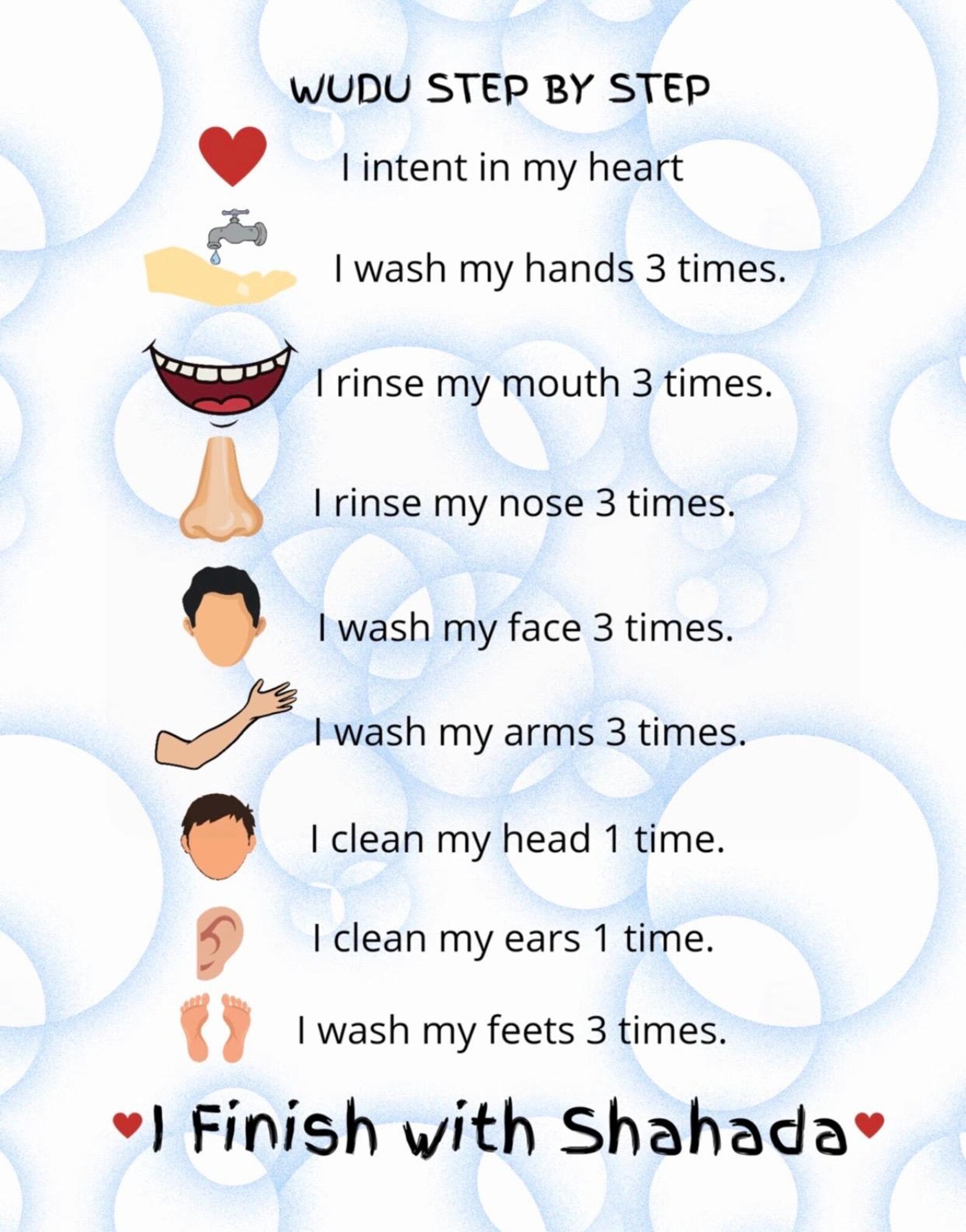 Personalised Wudu Chart Step by Step Instruction for Kids Easy to ...