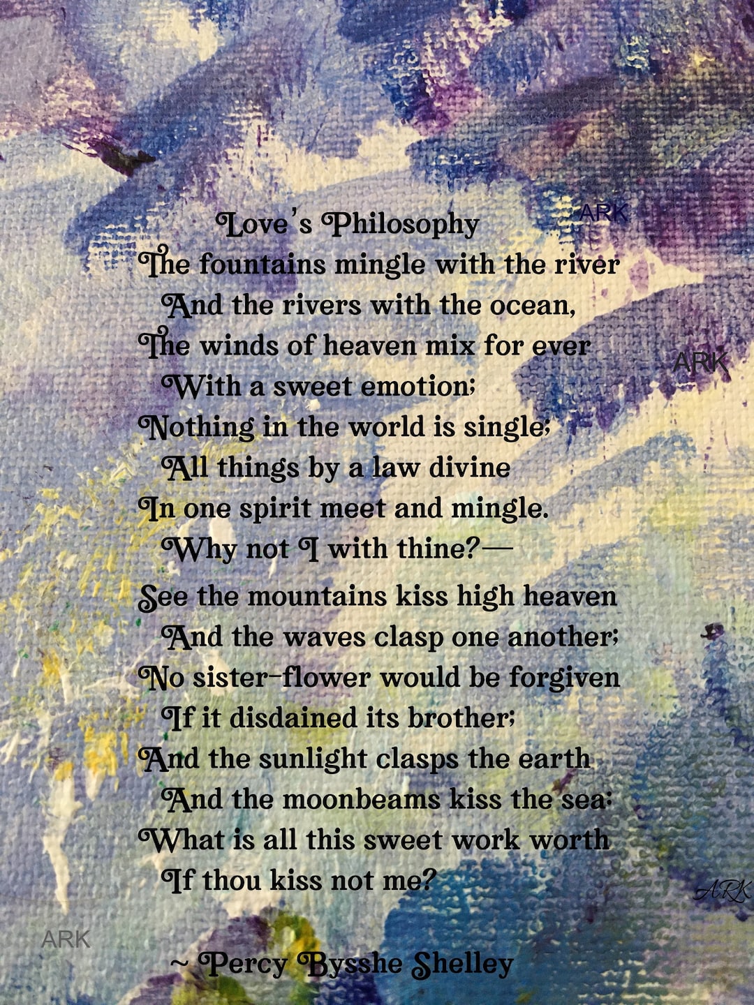 Love's Philosophy Poem Print: Percy Shelley Wall Art (PDF Download) - Etsy