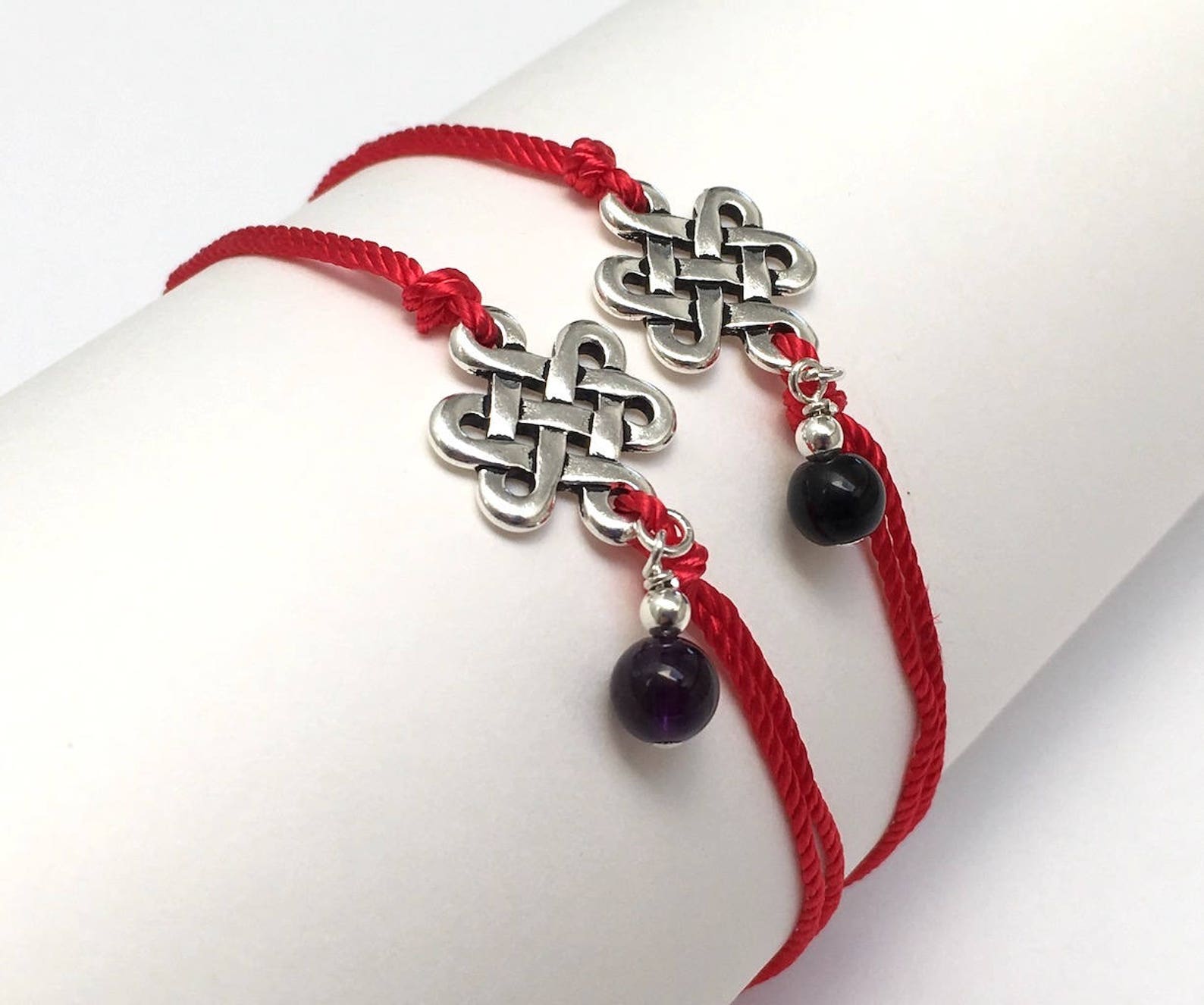 Celtic Infinity Knot Red String of Fate Bracelet for Couples, Silk ...