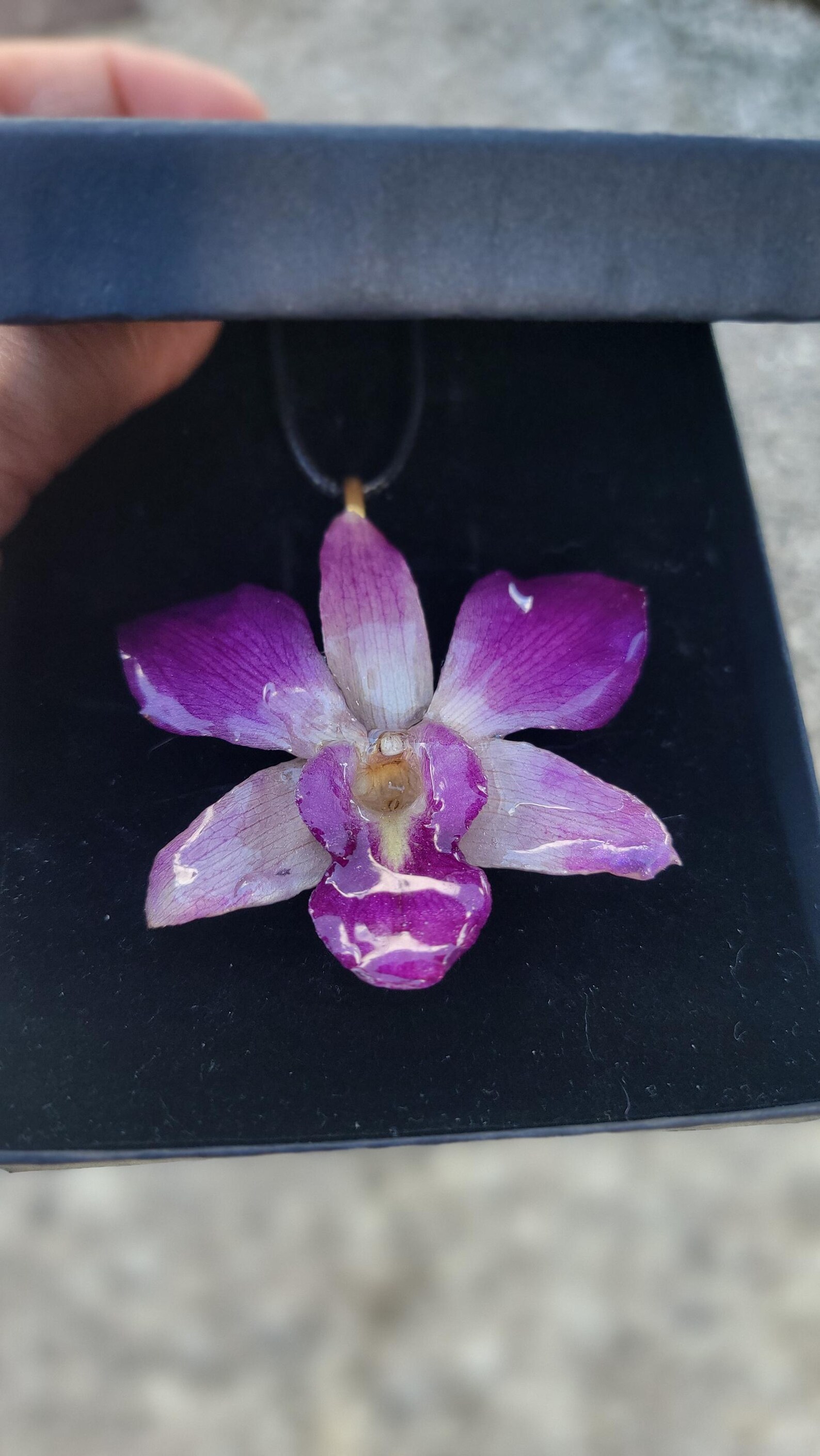 Real Orchid Pendant and 18k Gold Plated Chain Necklace - Etsy
