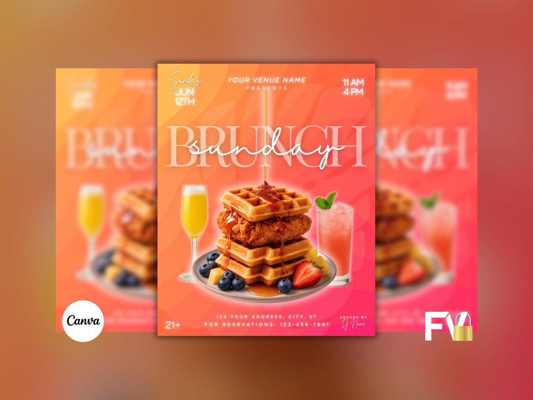 Sunday Brunch Flyer, Brunch Event Promotion Flyer, Club Flyer, Premade ...