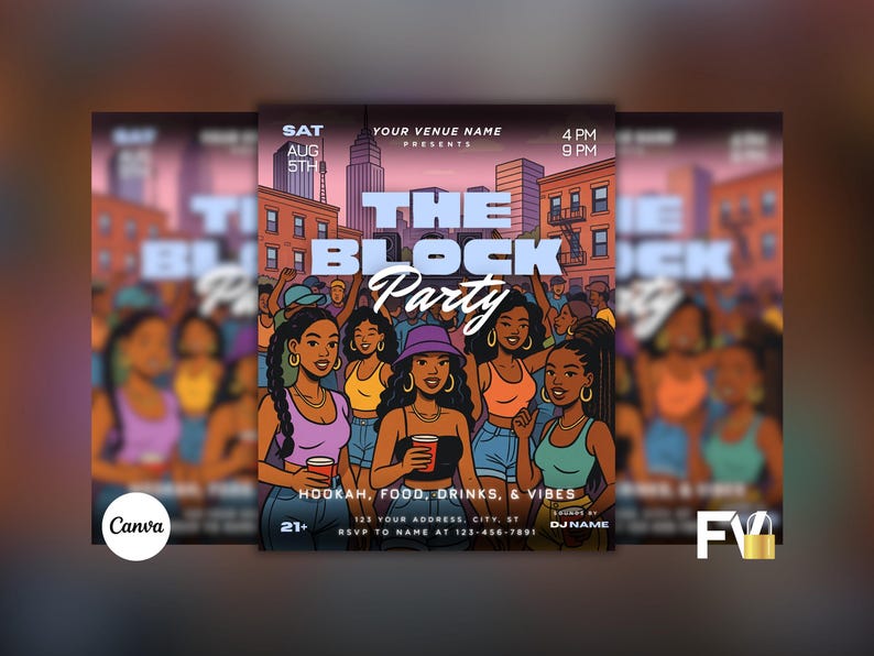 Block Party Flyer: Day Party Event Flyer, Cookout Party Flyer, Editable ...