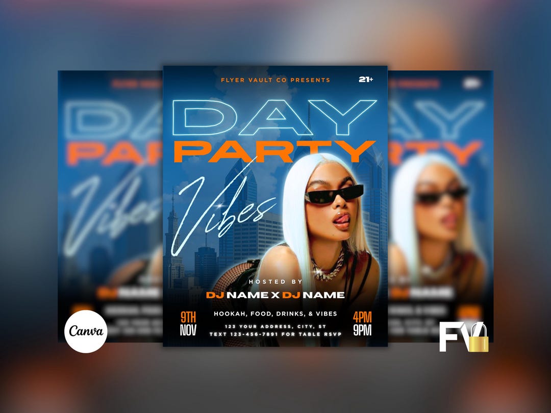 Day Party Flyer, Event Promotion Flyer, Club Instagram Flyer, Editable ...