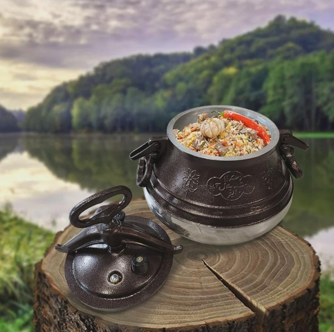 Afghan Aluminum Pressure Kazan Pot Set, Campfire Stand, Ladle - Etsy