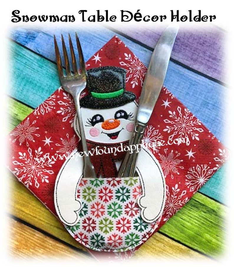 Snowman Utensil Holder Embroidery Design - Etsy