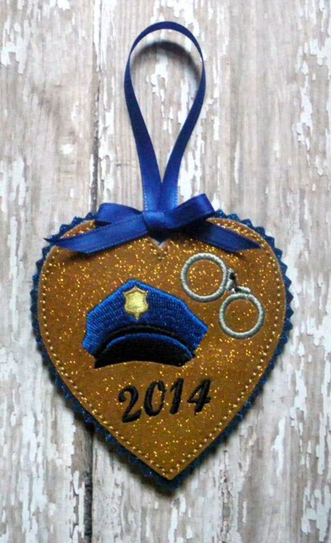 In the Hoop Heart Police Ornament Embroidery Machine Design - Etsy