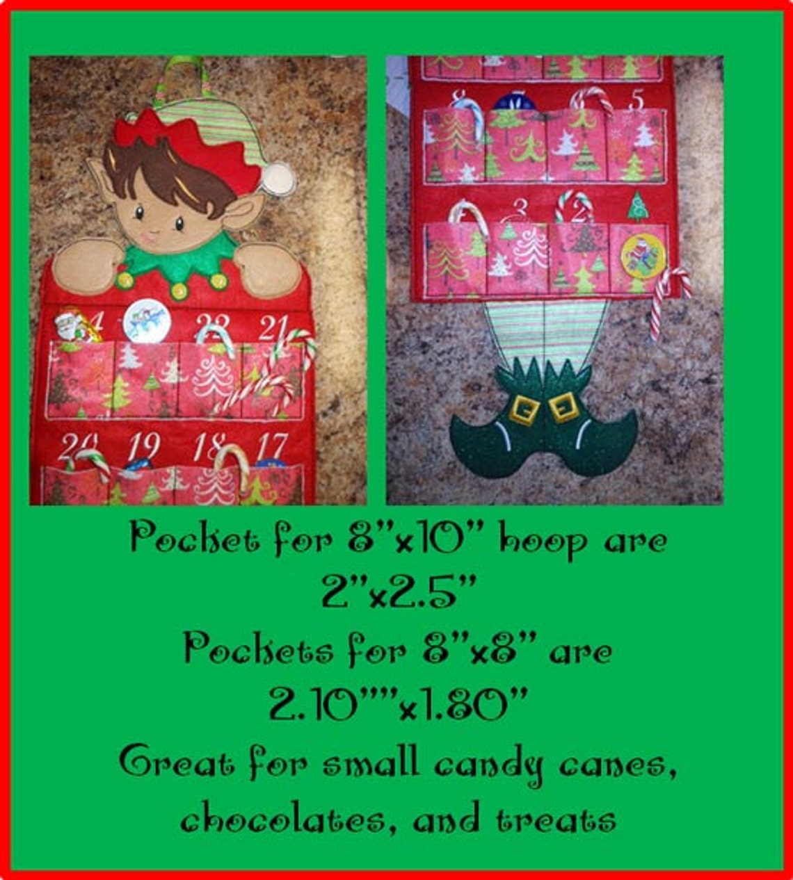 In the Hoop Advent Countdown Calendar Elf Embroidery Machine Design Set ...