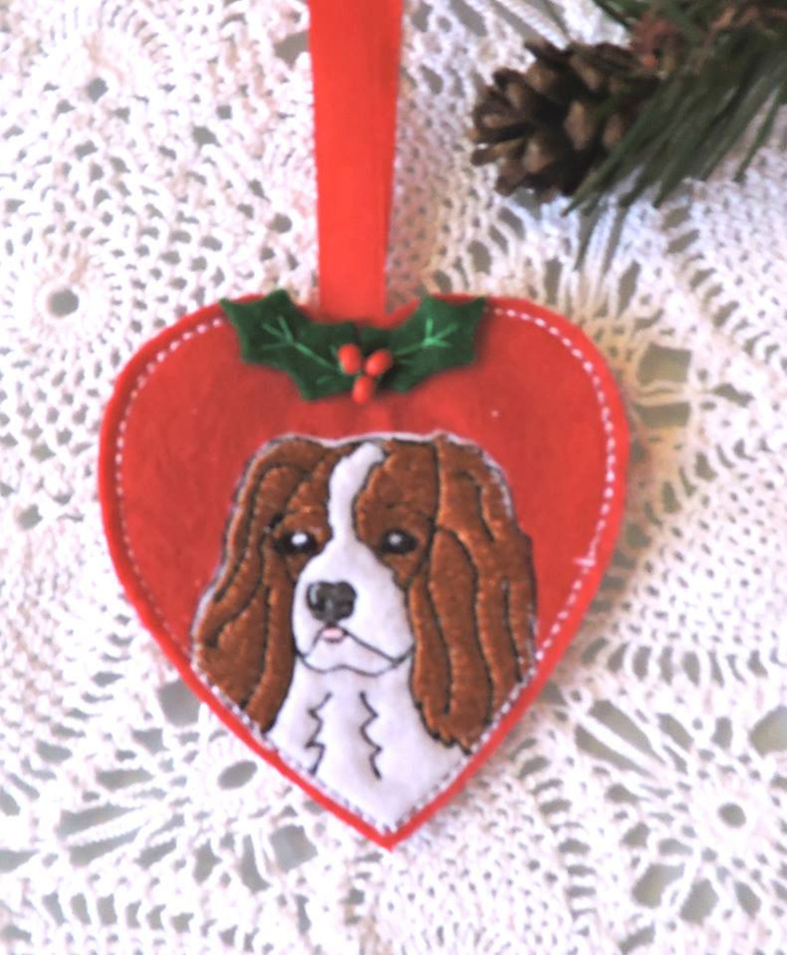 In the Hoop King Charles Stocking and Heart Ornament - Etsy
