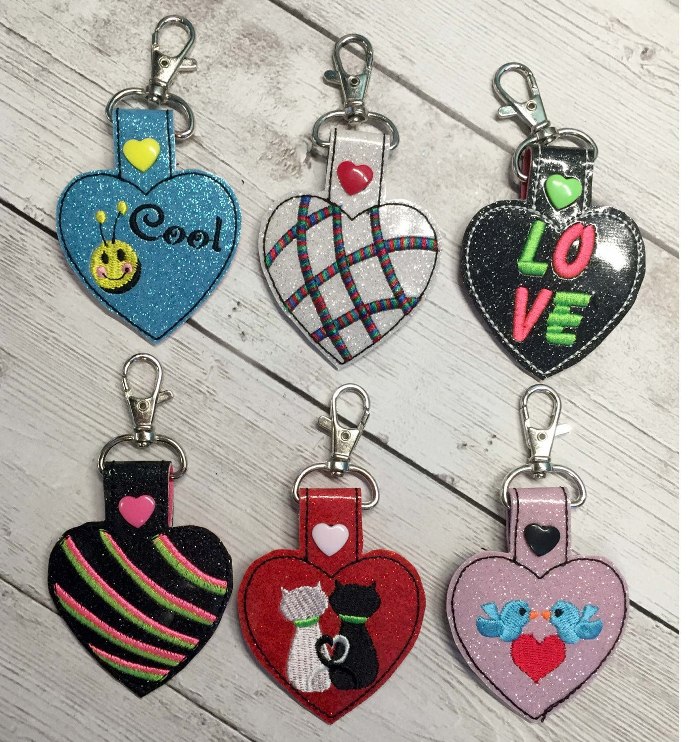 In the Hoop Valentine Key Fob Embroidery Machine Design Set - Etsy