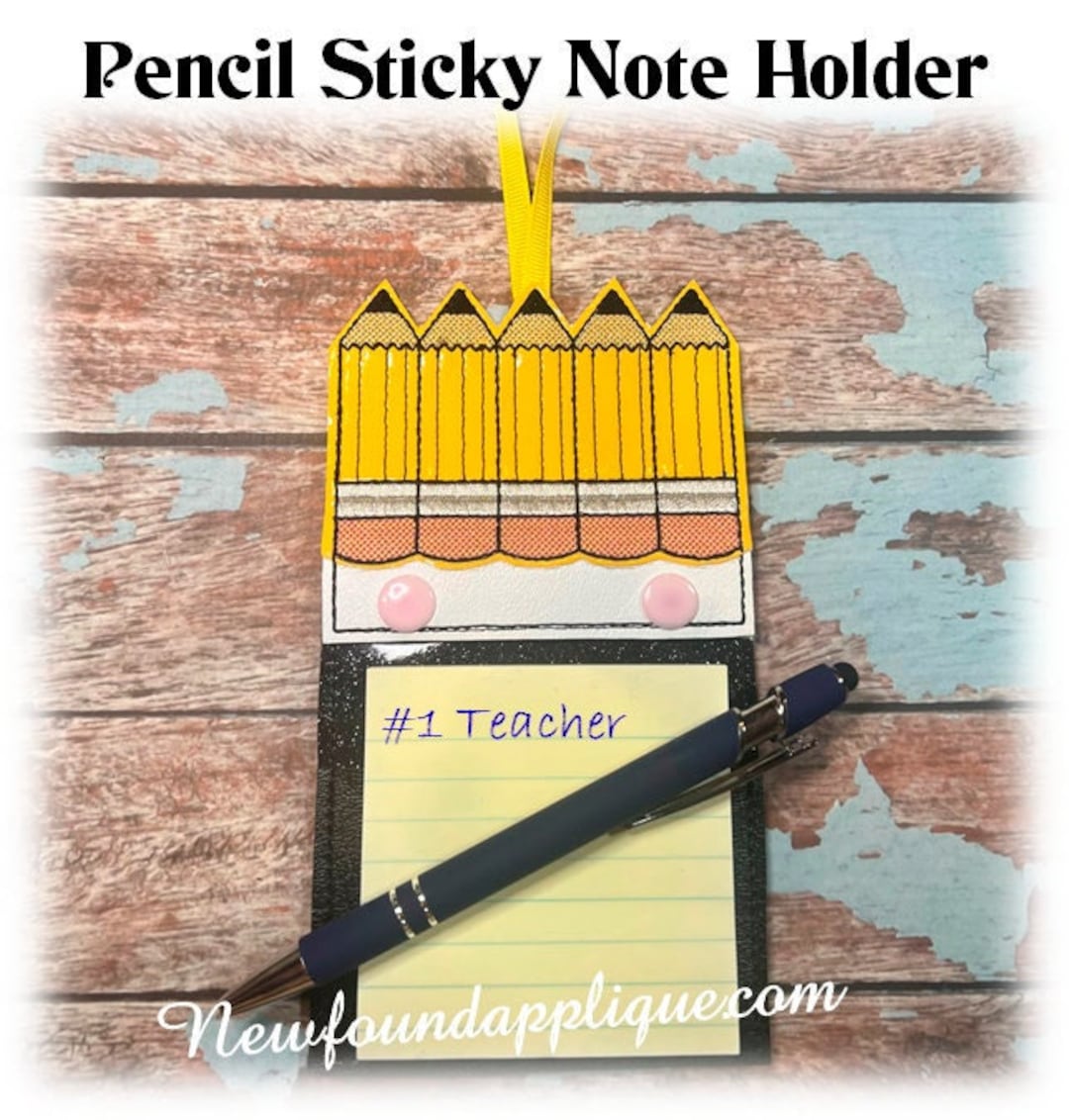 In the Hoop Pencil Sticky Note Holder Embroidery Machine Design - Etsy