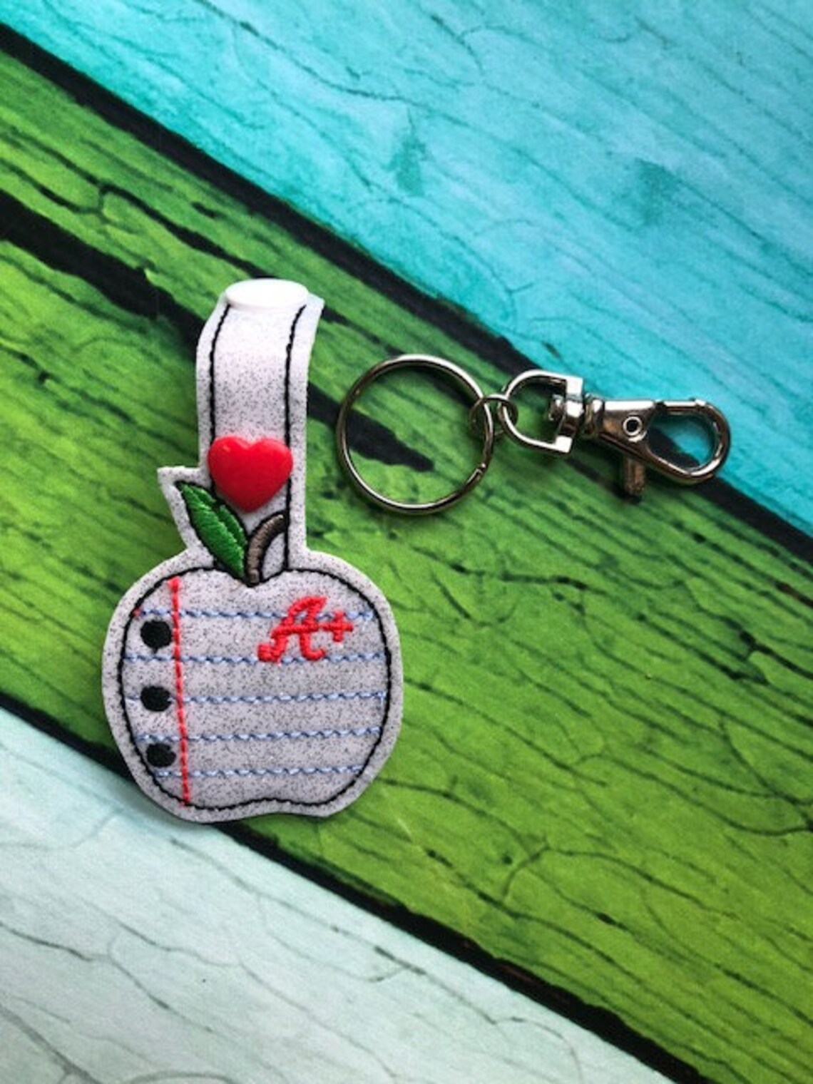 In the Hoop Lined Paper Apple Key Fob Embroidery Machine - Etsy