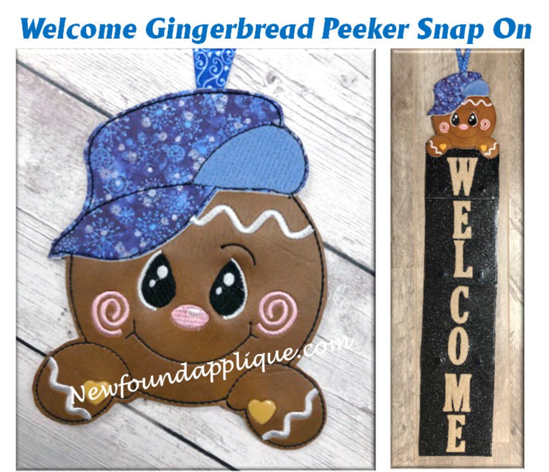 In the Hoop Gingerbread Peeking Snap on Embroidery Machine Design - Etsy