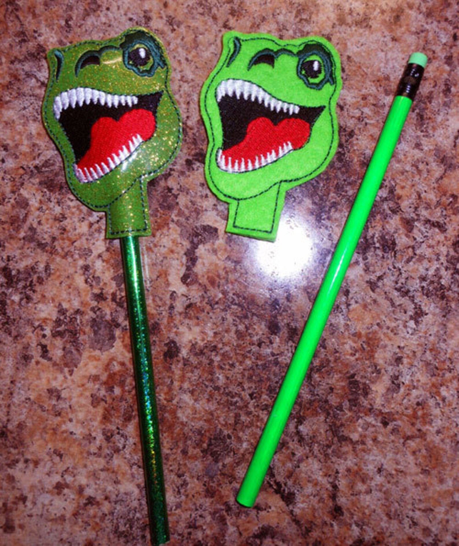 In the Hoop Dino Rex Pencil Topper Embroidery Machine Design - Etsy