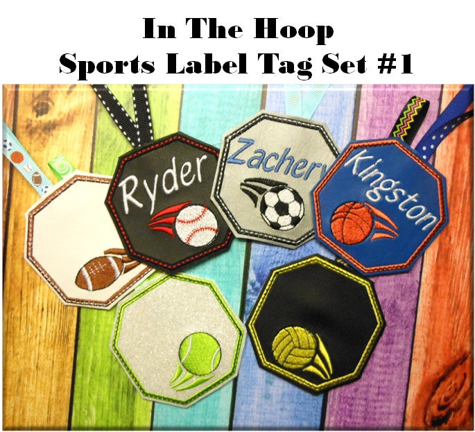 In the Hoop Sports Label Set 2 Embroidery Machine Design Set - Etsy