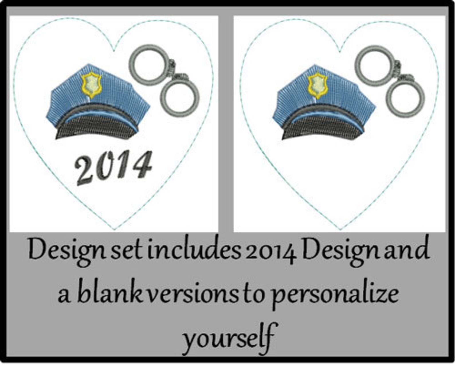 In the Hoop Heart Police Ornament Embroidery Machine Design - Etsy