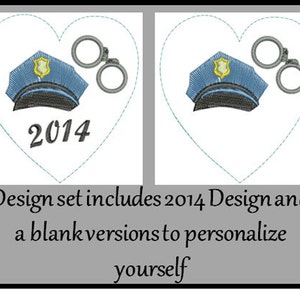In the Hoop Heart Police Ornament Embroidery Machine Design - Etsy