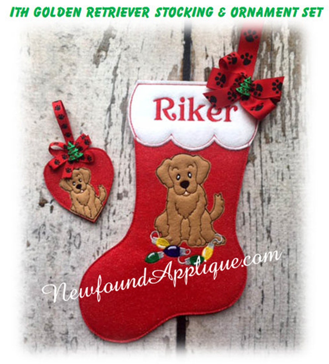 In the Hoop Golden Retriever Stocking and Ornament Embroidery Machine ...
