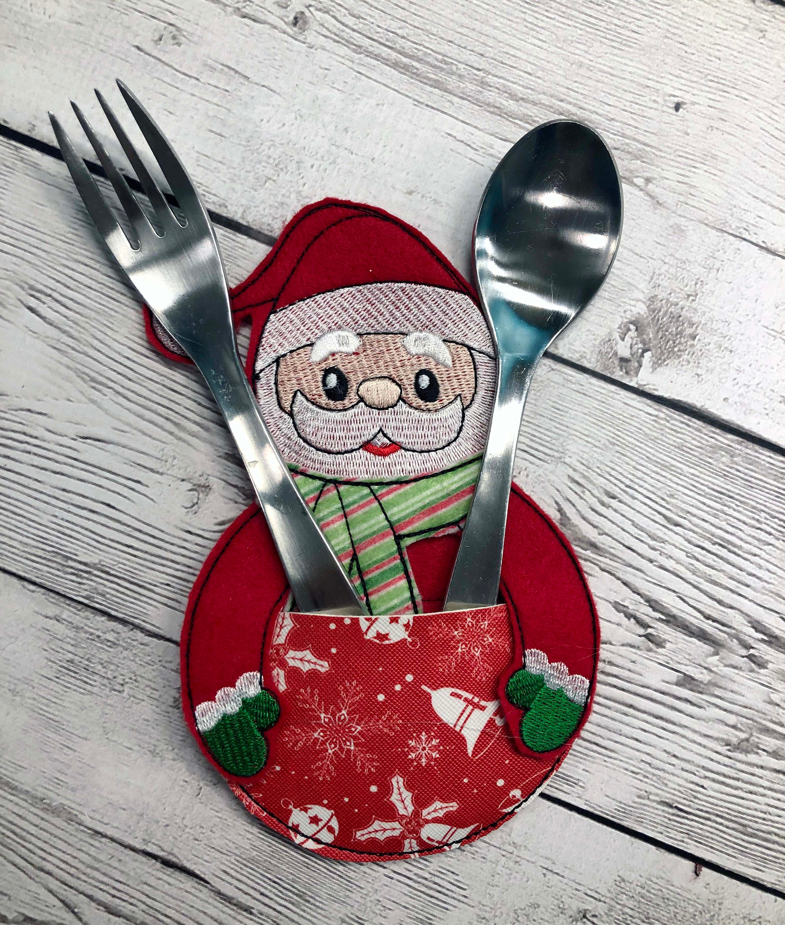 In the Hoop Santa Table Decor Utensil Holder Embroidery | Etsy