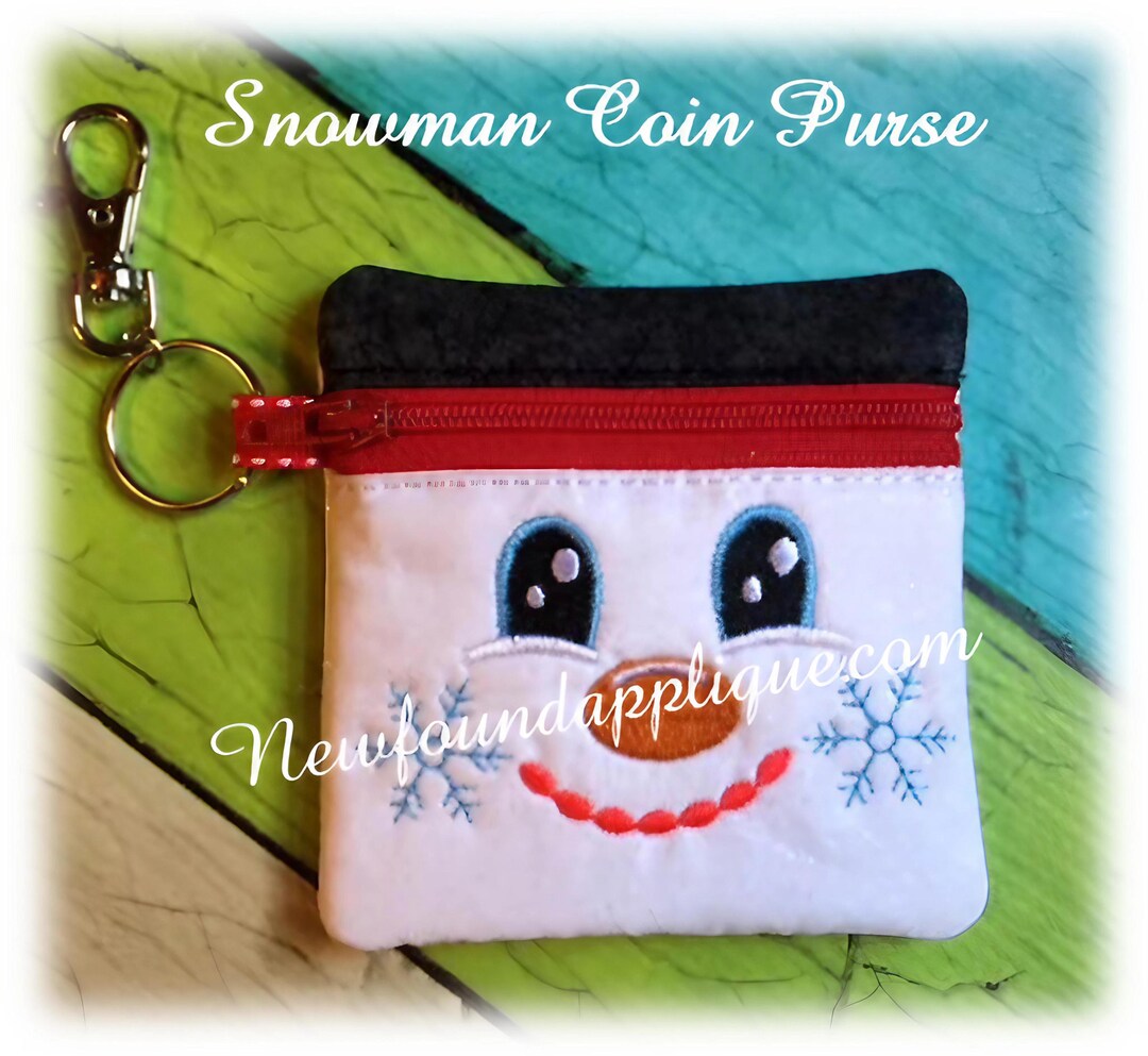 In the Hoop Snowman Zipped Coin Purse Embroidery Machine Design - Etsy