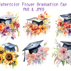 Flower and Grad Cap PNG and JPEG Digital File - Etsy