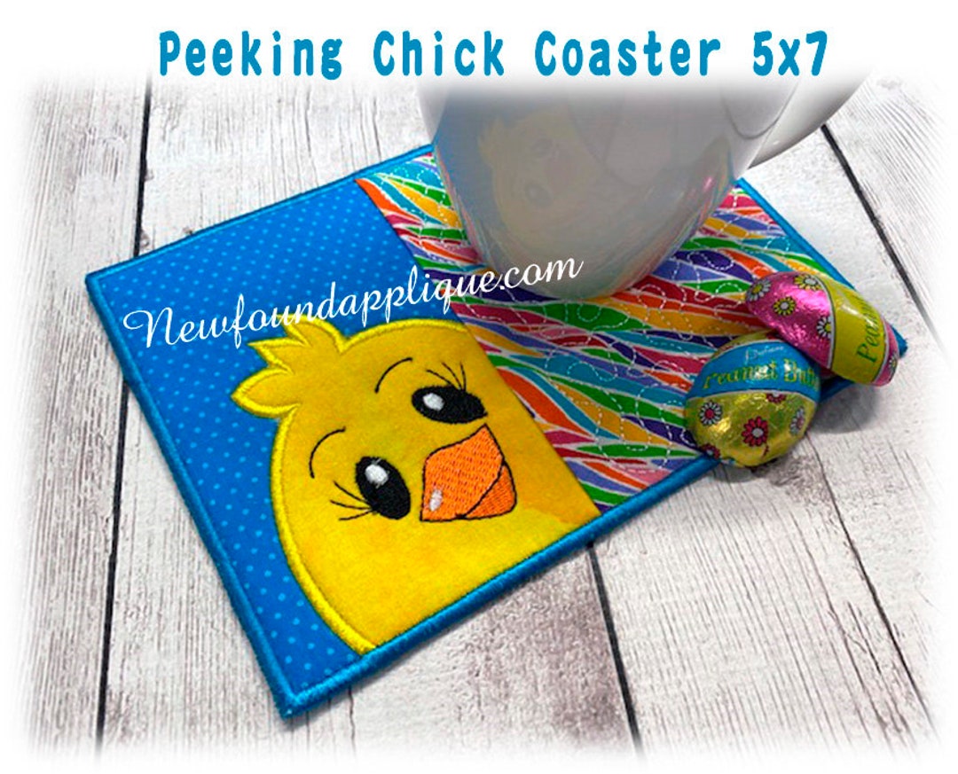 In the Hoop Peeking Chick Coaster With Satin Edge Embroidery Machine ...
