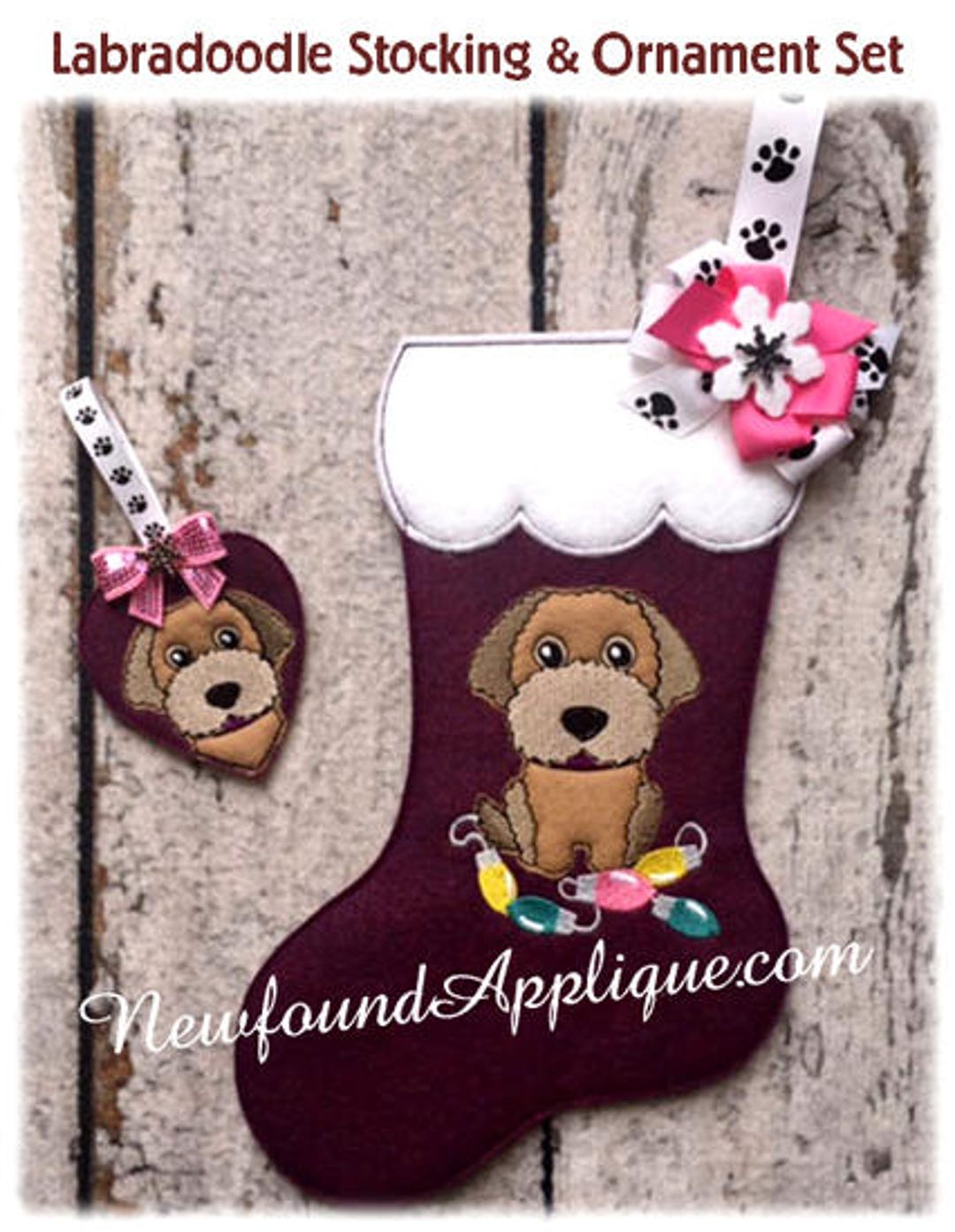 In the Hoop Labradoodle Stocking and Heart Ornament Embroidery Machine ...