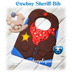 In the Hoop Cowboy Sheriff Bib Embroidery Machine Design Set - Etsy