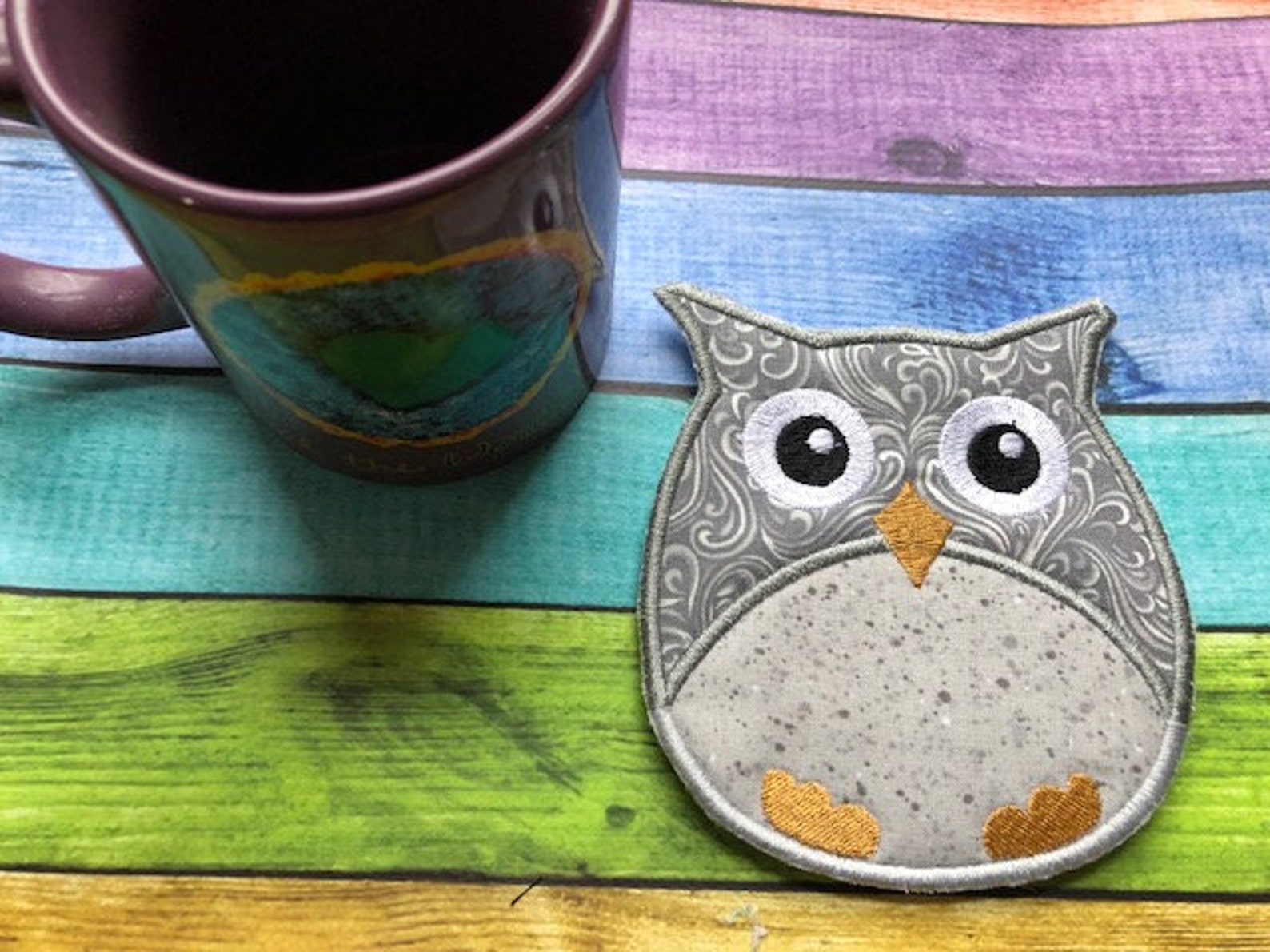 In the Hoop Owl Coaster Embroider Machine Design - Etsy