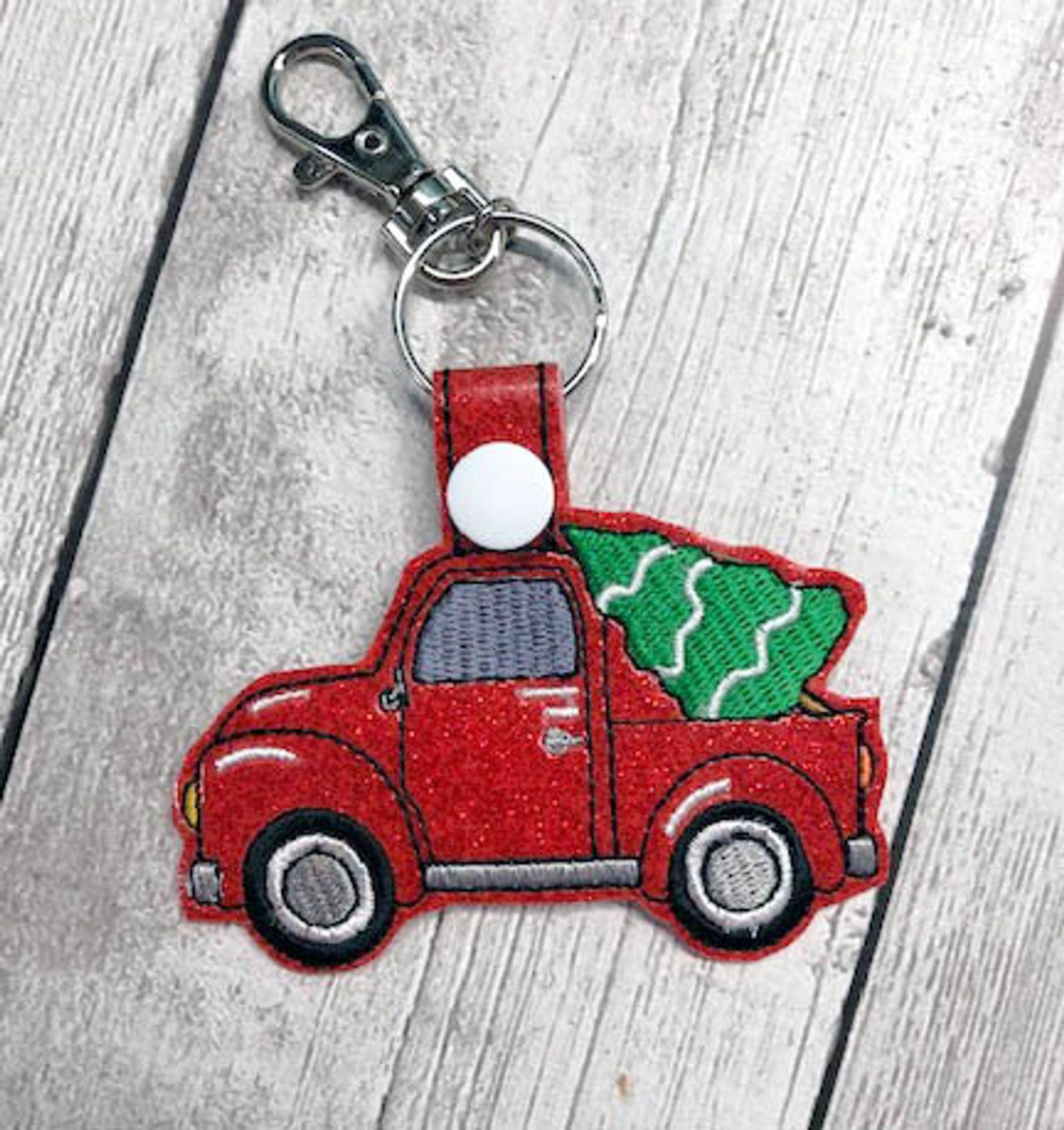 In the Hoop Christmas Truck Key Fob Embridery Machie Design - Etsy