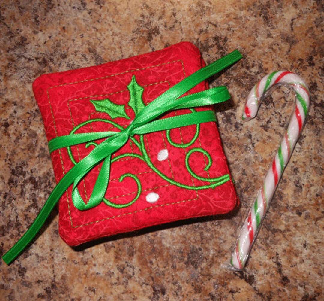 In the Hoop Coaster Christmas Swirly Embroidery Machine Design Set for ...