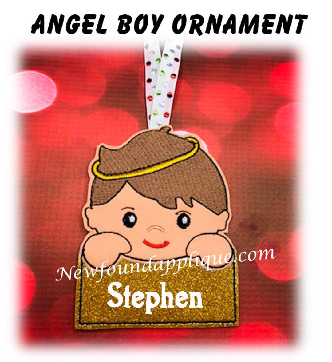 In the Hoop Angel Boy Name Ornament Embroidery Machine Design - Etsy