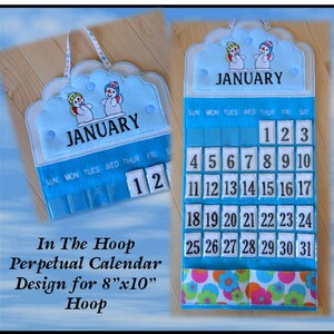 In the Hoop Perpetual Calendar Embroider Machine Design for 8"x10" Hoop ...