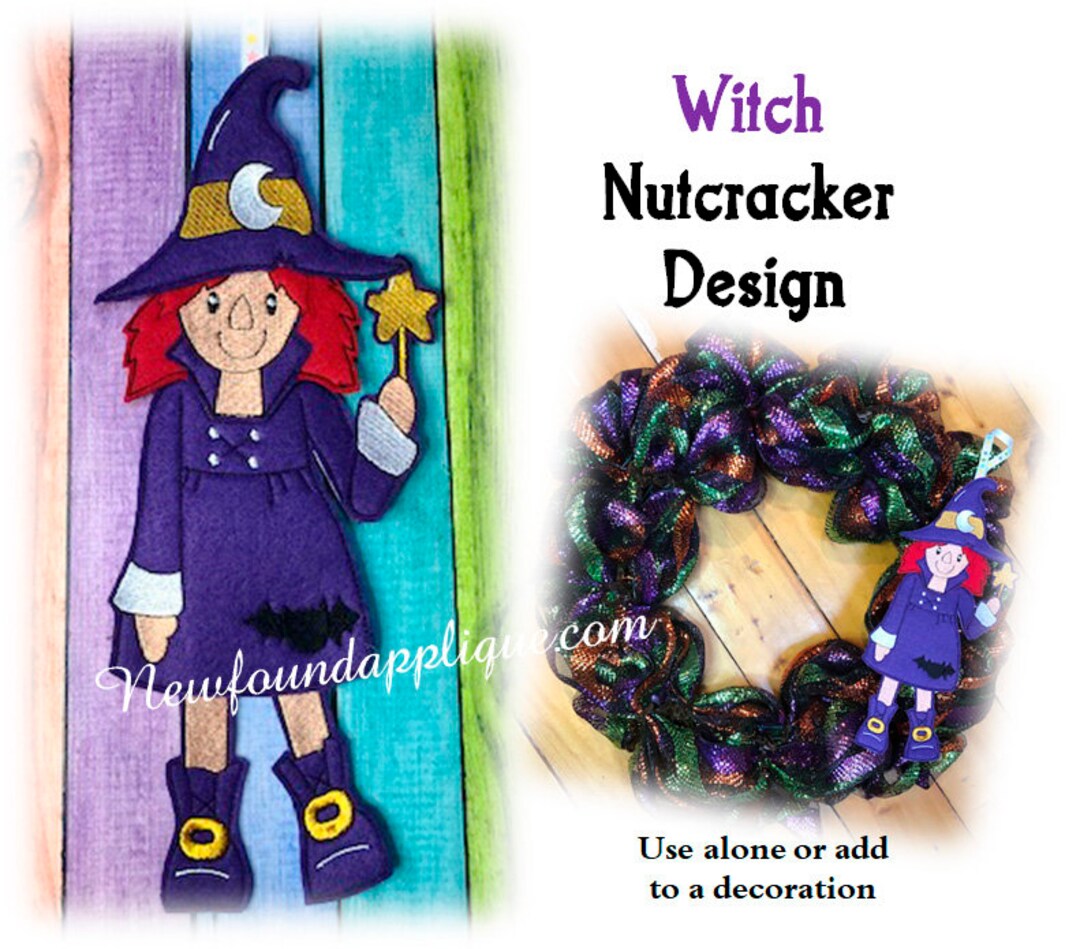 In the Hoop Witch Nutcracker Hanging Embroidery Machine Design - Etsy