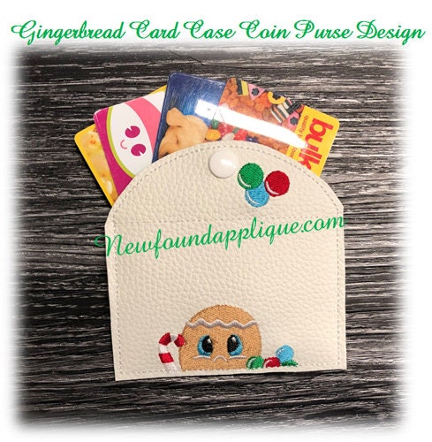 In the Hoop Gingerbread Card Coin Purse Case Embroidery - Etsy