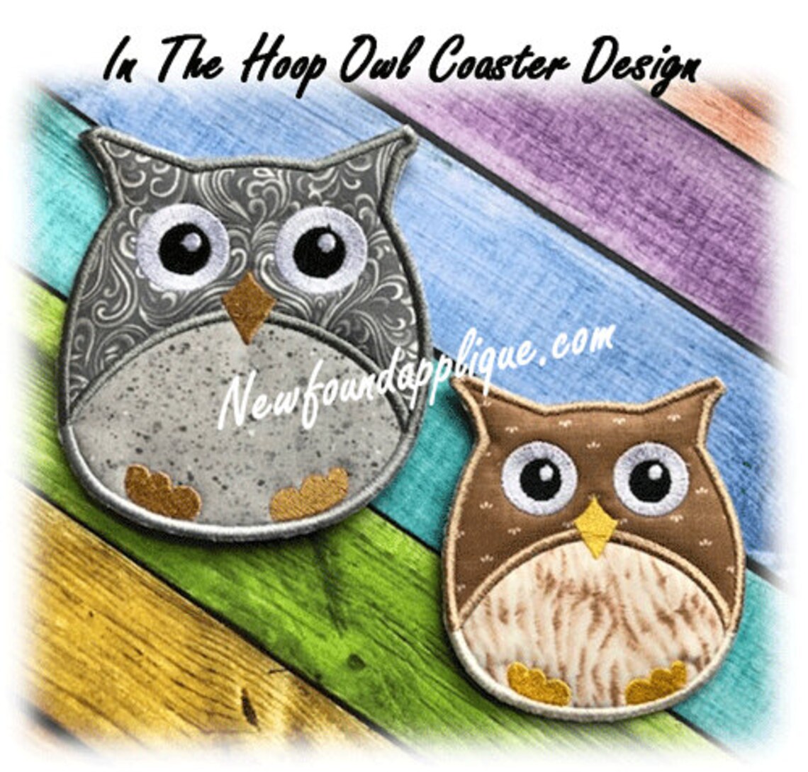 In the Hoop Owl Coaster Embroider Machine Design - Etsy