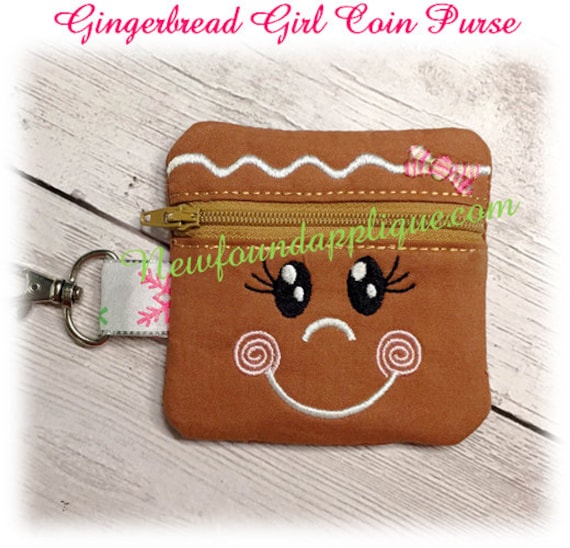 In the Hoop Gingerbread Girl Zipped Coin Purse Embroidery - Etsy