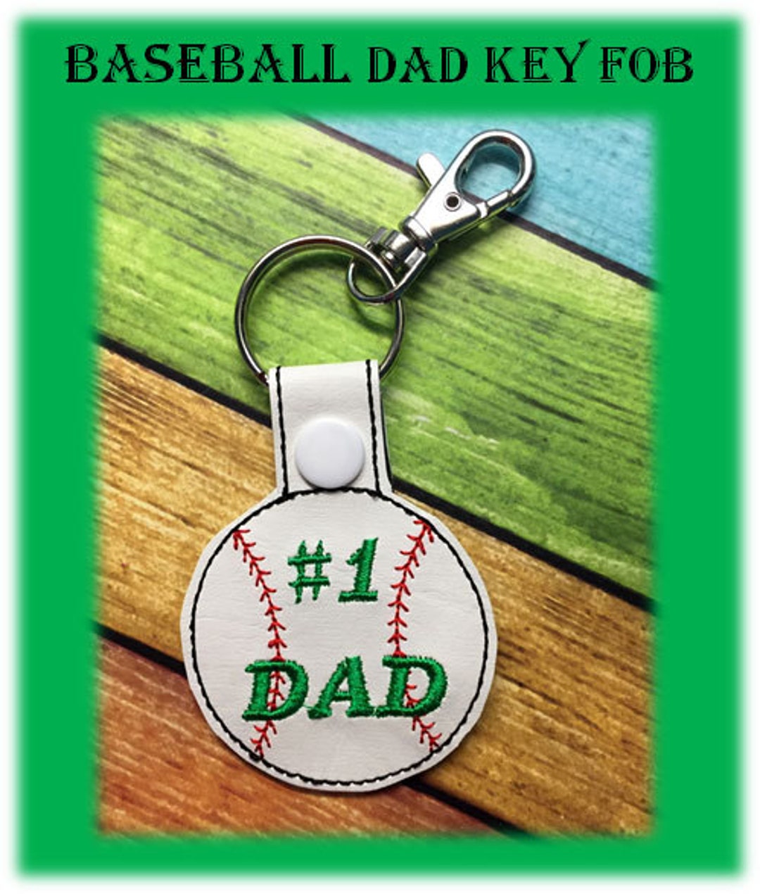 In the Hoop Baseball Dad Key Fob Embroidery Machine Design - Etsy