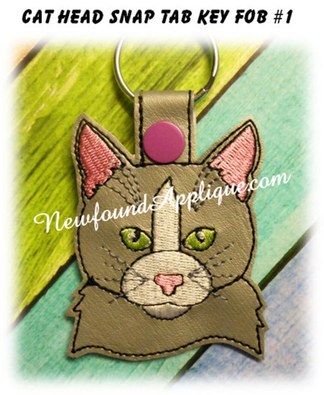In the Hoop Cat Head Key Fob 4 Embroidery Machine Design - Etsy