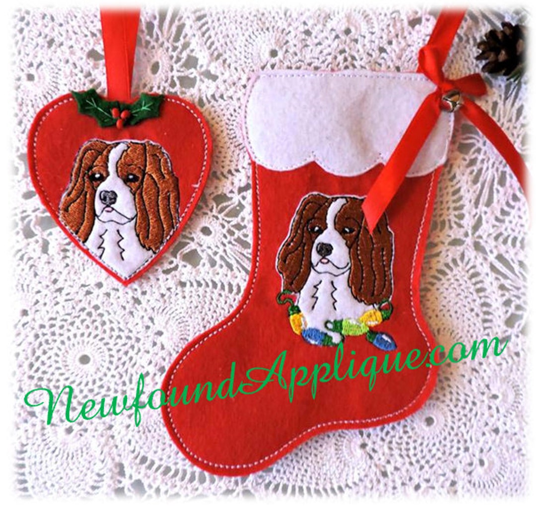 In the Hoop King Charles Stocking and Heart Ornament Embroidery Machine ...