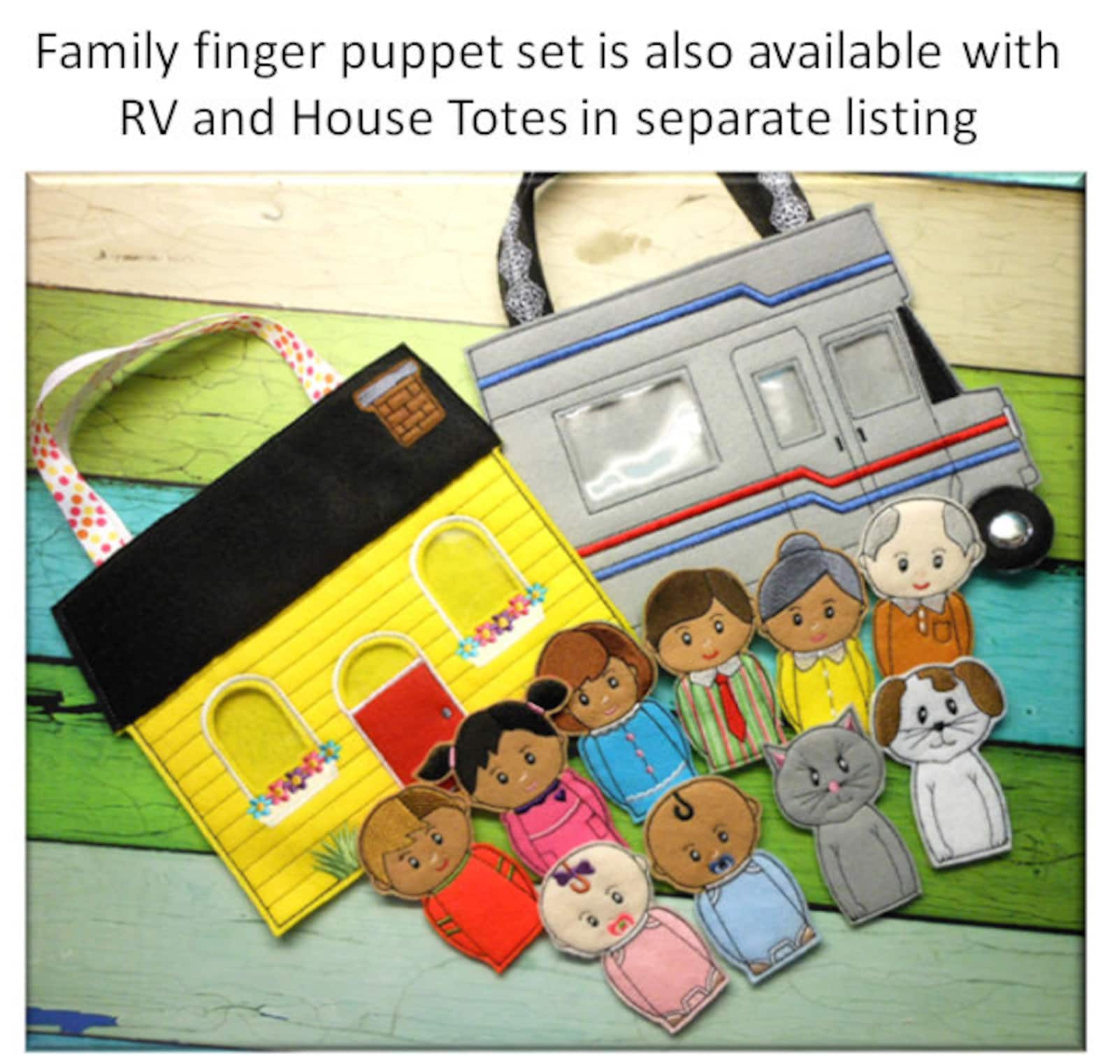 In the Hoop Family Finger Puppet Embroidery Machine Design Set | Etsy