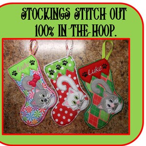 In the Hoop Mini Cat Stocking 1 Embroidery Machine Design - Etsy