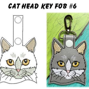 In the Hoop Cat Head Key Fob #6 Embroidery Machine Design - Etsy