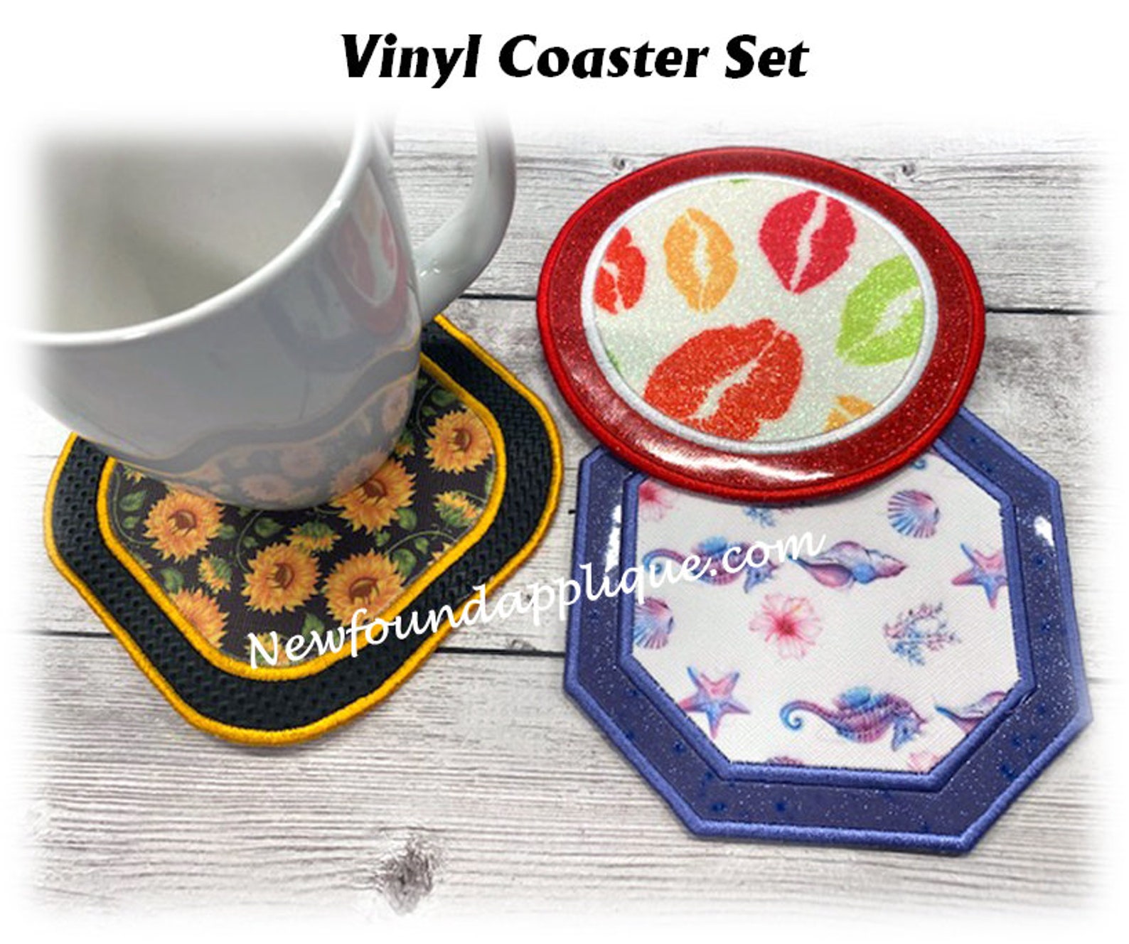 In the Hoop Vinyl Coaster Embroidery Machine Design Set | Etsy